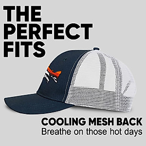 Pnkvnlo Trucker Hat for Men and Women - Outdoors Snapback Hats for Hiking, Climbing, Fishing, Outdoor Adventure - Salmon Mountain Navy