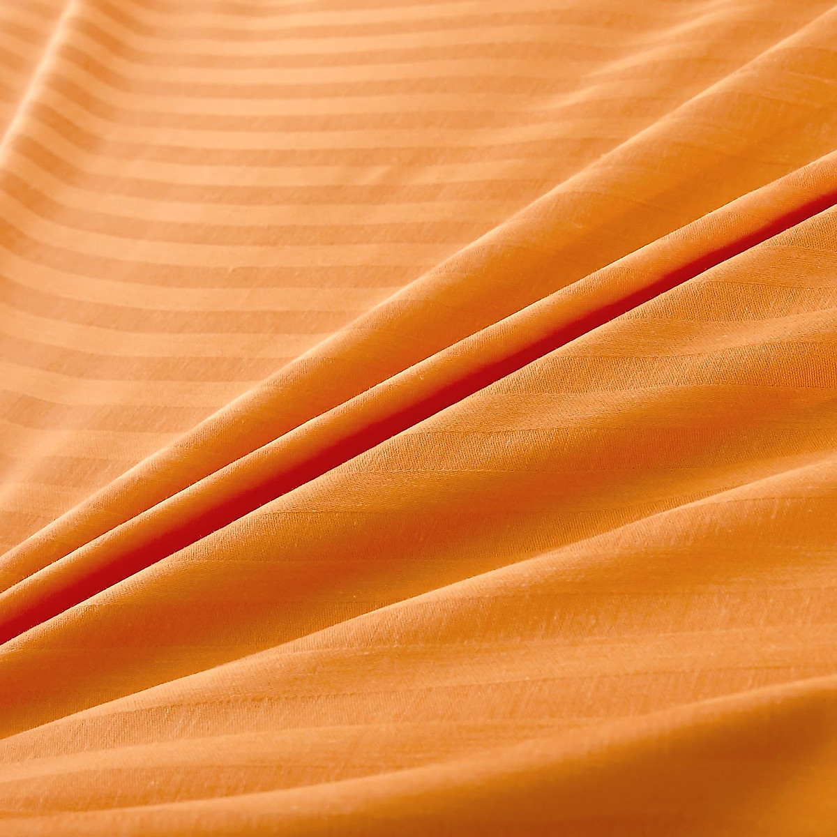 LweiPsqLin 100% Cotton Sheet Set Full Size - Pure Bed Sheets-Damask Stripe Sheet Set 600 Thread Count,Extra Deep Pocket Elastic Fits Mattress Perfectly,4 Pieces (Orange, Full)