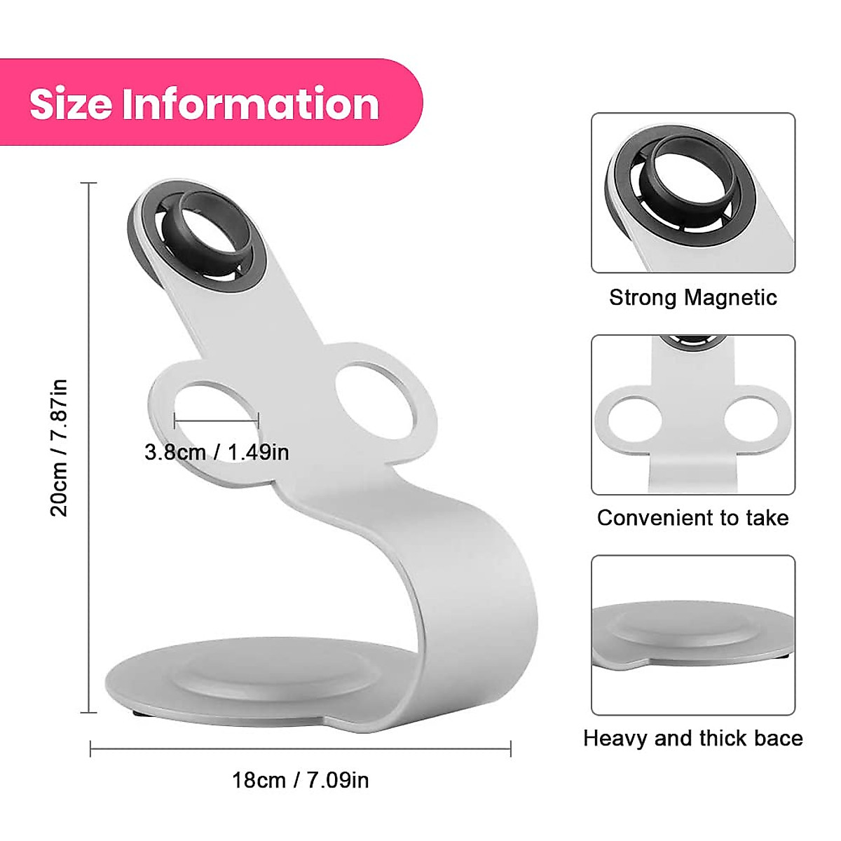 Foho Hair Dryer Holder Compatible for Dyson Supersonic, Aluminum Alloy Stand Hanger, Stable Desktop Magnetic Hair Dryer Support Storage, Bathroom Organizer