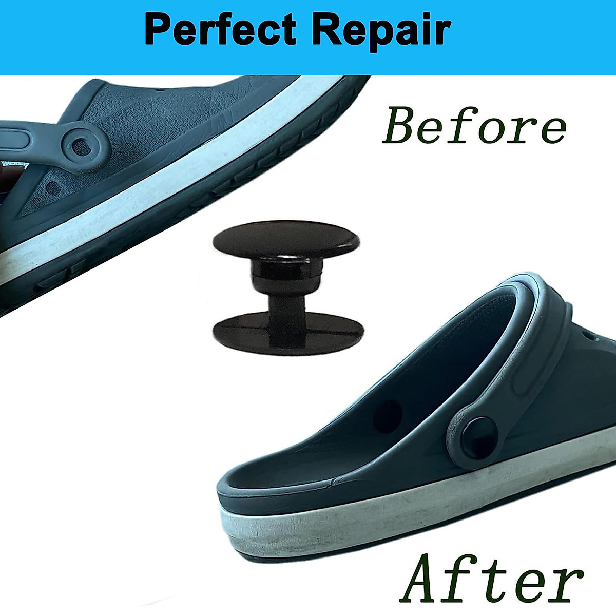 8 Sets Replacement Rivets for Beach Shoe Replacement Button Replacement Parts Compatible for Clog Beach Shoe Strap Repair (Black)