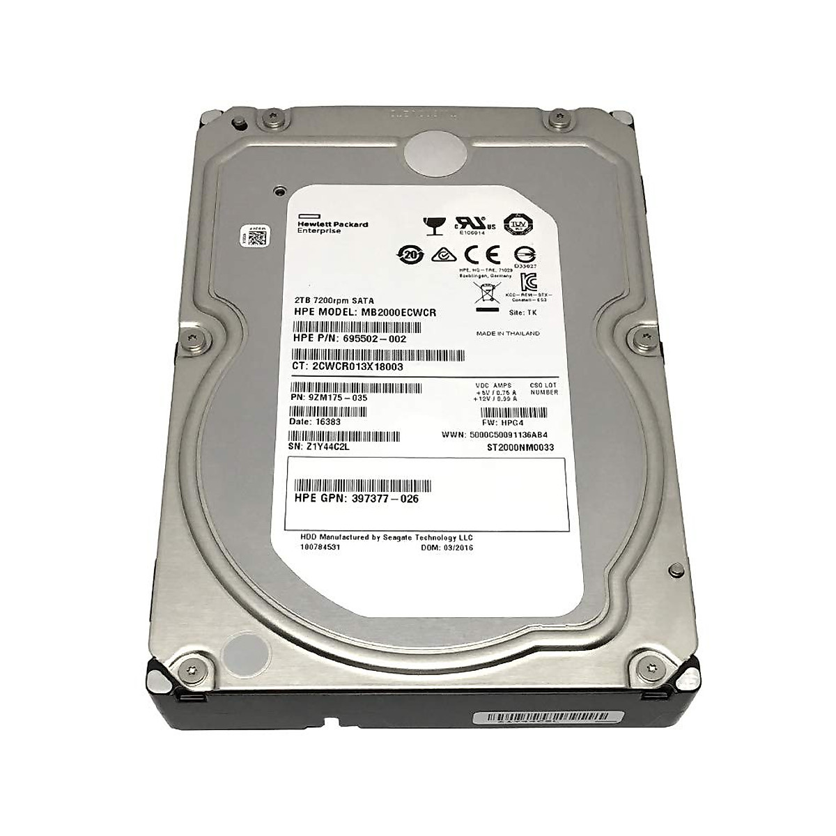 HP / Seagate Constellation ES 2TB 7200RPM 128MB Cache SATA 6Gb/s 3.5inch Internal Enterprise Hard Drive - ST2000NM0033 (Renewed)