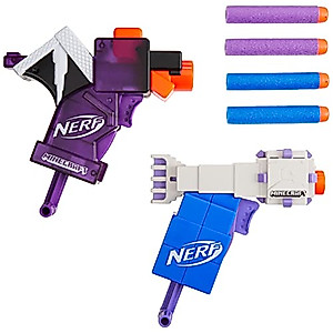 NERF MicroShots Minecraft Ender Dragon and Elder Guardian Mini Blaster 2-Pack, 4 Elite Darts, Pull to Prime Handle (Amazon Exclusive)