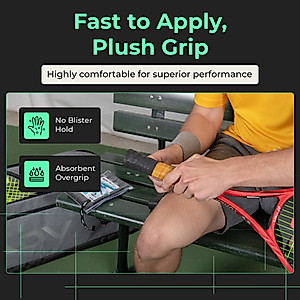 ADV Dry Tennis Overgrip Tape - 12-Pack - FeltTac Tennis Racket Grip Tape - Ultra Absorbent Tennis Grip Tape - High Velvety Comfort Tennis Racket Grips - Pro Tested & Designed Tennis Grips Overgrip
