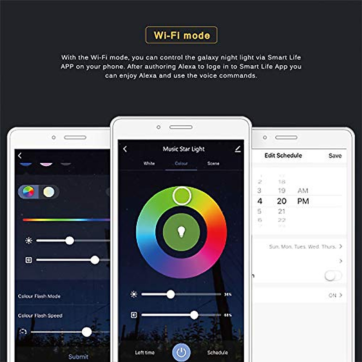 OurLeeme Galaxy Projector - Star Projector Night Light with Music Speaker Surport APP and Voice Control Ceiling Projector Lights for Bedroom - Work with Alexa & Google Assistant