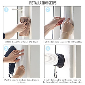 BEWAVE Portable AC Window Seal, Universal Window Seal for Portable Air Conditioner, Window Vent Kit with Shrink Rope and Adhesive Fastener for Casement Window, 118Inch/300CM