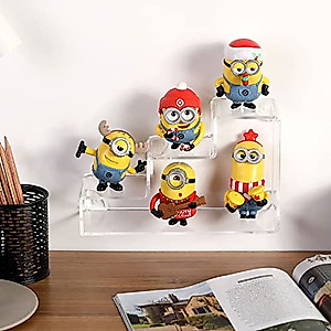 MyGift Clear Acrylic Display Wall Shelf - 3 Tier Staircase Cascading Floating Shelf Figurine and Collectible Display Case