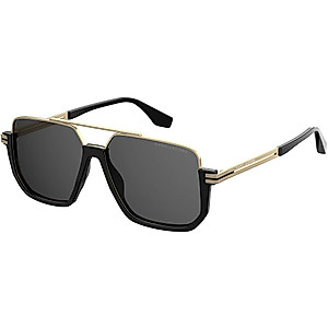 Marc Jacobs Men's Marc 413/S Navigator Sunglasses, Black Gold/Gray, 57mm, 13mm