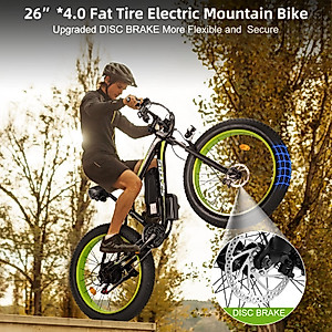 SZTPS Electric Bike, E-Bike for Adults 750W 26" Fat tire,30Mph Max Speed，Adult Electric Bicycles with Phone Charger Mount,Suspension Fork,21 Speed Gears