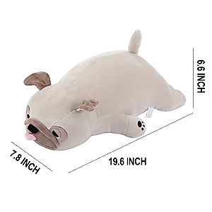 AEECASI Super Soft Pug Plush Cuddle Pillow,Cute Pug Dog Stuffed Animal,Bulldog Plushie Puppy Christmas Birthday Gift for Boys Girls Kids Toddlers,Stuffed Dog Plush Toy,19.6"