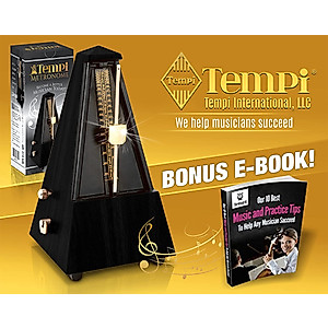 Tempi Mechanical Metronome for Musicians - 2-Year Warranty - Metronome for Piano/Guitar/Violin, Metronome Music for Adults and Kids (Molded Black Grain Veneer)