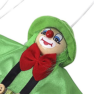 Hand Puppet Clown Wood Marionette Toys Pull Strings Puppet Doll Movable Hands and Feet,Xmas Parent-Child Interactive Fun Toys Gift