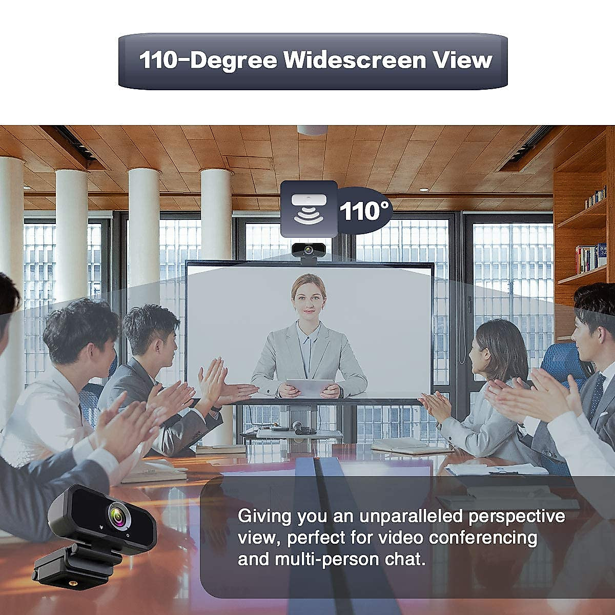 Webcam 1080p HD Computer Camera - Microphone Laptop USB PC Webcam with Privacy Shutter and Tripod Stand, 110 Degree Live Streaming Widescreen Recording Pro Video Web Camera for Calling, Conferencing