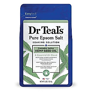 Dr Teal’s Salt Soak with Pure Epsom Salt, Cannabis Sativa Hemp Seed Oil, 3 lbs