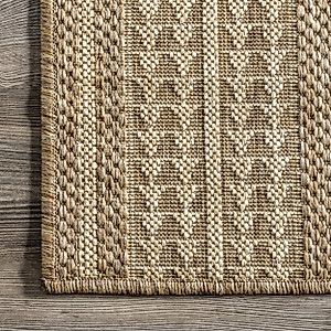 nuLOOM 4x6 Outdoor/Indoor Ranya Tribal Area Rug, Light Brown, Geometric Design, Stain Resistant, Highly Durable, For Patio, Balcony, Bedroom, Dining Room, Living Room, Bathroom