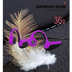 vapeonly Bone Conduction Headphones Bluetooth 5.0 Open Ear Wireless Headset Pink Purple Gym Earphone HiFi Stereo with Mic Sweatproof Sports Headphones for Running Driving Cycling (Purple)