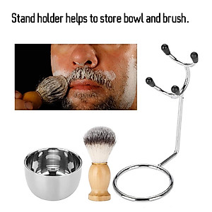 Sonew Beard Shaving Set, Professional Atainless Steel Bowl Holder Brush Shaving Tool Mustache for Men