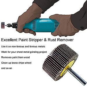 M-jump 12 Pcs 2”X 1” X1/4” Flap Wheels Set –3 pcs Of Each 40 60 80 and 120 Grits Aluminum Oxide for Remove Rust and Weld Burr – 1/4 Shank Fits All Drills