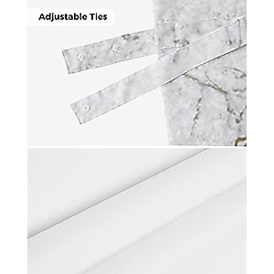 Tie Up Curtain Valance for Kitchen,White Marble Gold Stripes Window Valances Adjustable Tie-up Shade Valance,Modern Abstract Geometric Rod Pocket Short Curtains Window Treatment for Bathroom 60x18in
