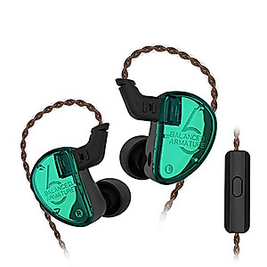 KZ IEM Earphone 3BA Balanced Armature Headphone HD Sound in Ear HiFi Stereo Noise Cancelling Earbuds AS06 Triple-Driver Universal-Compatible with Smartphones (Cyan with MIC)