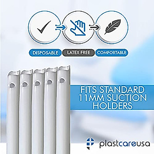 High Volume Evacuator HVE Tips - 1000 HVE Suction Tips Dental Disposable - Vented Evacuation Aspirator Tips with Smooth Edges (White - 10 Bags of 100) by PlastCare USA