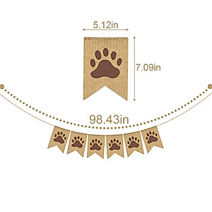 Rainlemon Jute Burlap Puppy Paw Banner Rustic Dog Boy Birthday Party Decoration Supply