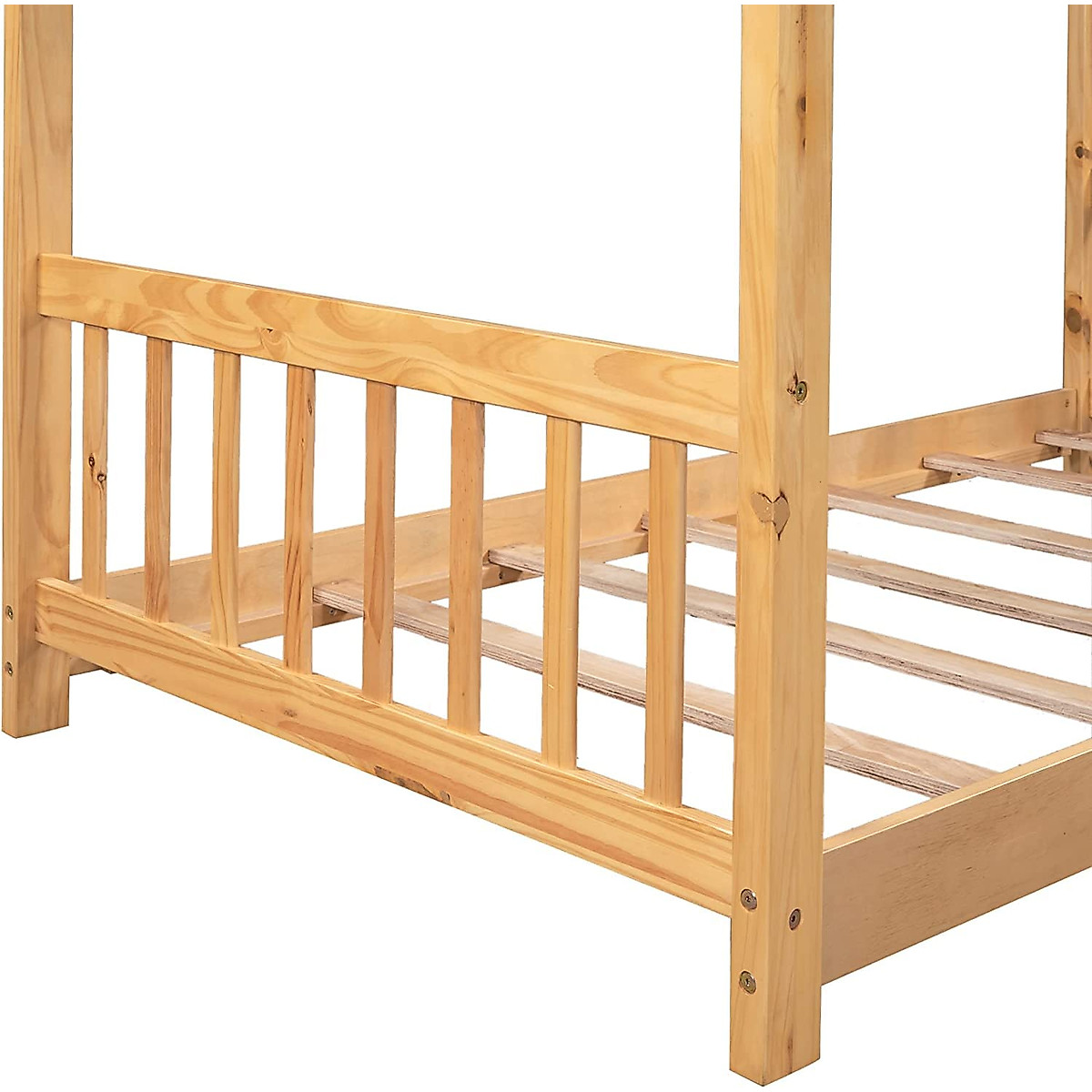 CITYLIGHT Twin House Bed for Kids, House Bed Frame Twin with Headboard and Footboard, Wooden Kids House Bed for Girls, Boys,No Box Spring Needed,Natural