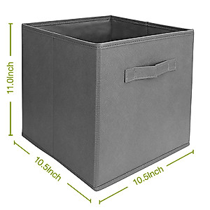EZOWare Set of 4 Foldable Fabric Basket Bins, Collapsible Storage Organizer Cube 10.5 x 10.5 x 11 inch for Nursery, Playroom, Kids, Living Room - (Gray)