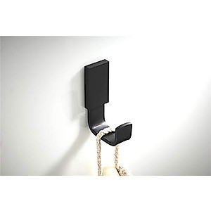 Flybath Coat Hook Brass Robe Towel Hooks Contemporary Style Matte Black Finish Wall Mounted - 5 Pack