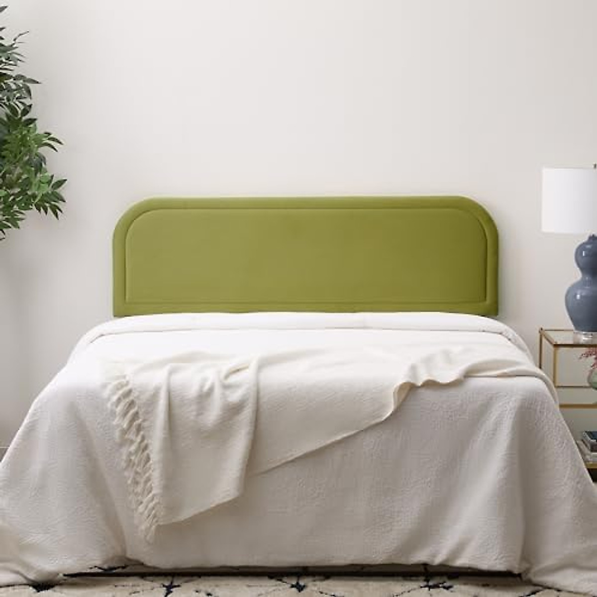 Edenbrook Miller Low Profile, Performance Velvet Headboard for Queen Size Bed-Green Upholstered Queen Headboard