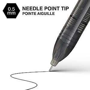 Rotring Rollerball Pen | Needle Point (0.5 mm) Rollerpoint for Precise Writing | Black Ink | 12 Count