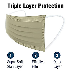 WECARE Disposable Face Mask Individually Wrapped - 50 Pack, Assorted Earth Tone Print Masks - 3 Ply