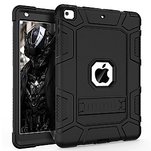 Rantice iPad 6th Generation Cases , 5th Case , Air 2 9.7 Shockproof Rugged Drop Protection Cover Built with Kickstand for 9.7'' A1893/A1954/A1822/A1823 (Black)