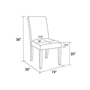 Dorel Living Linen Upholstered Parsons Chairs, Set of 2, Taupe/Pine