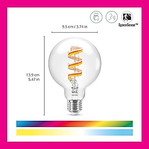 WiZ Color G25 Color Filament LED Smart Bulb - Pack of 1-300 Lumen - E26 Indoor - Connects to Your Existing Wi-Fi - Control with Voice or App + Activate with Motion - Matter Compatible