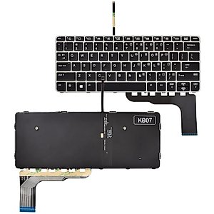 SUNMALL Replacement Keyboard with Backlit No Trackpoint Compatible with HP EliteBook 725 G3 725 G4 820 G3 820 G4 828 G4 with Silver Frame US Layout