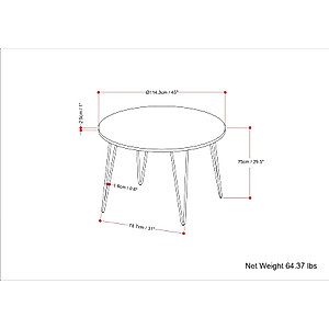 SIMPLIHOME Hunter Round Dining Table, Solid Mango Wood Tabletop in Natural and Powder-Coated Iron Metal Base in Black, 45-inches Round, Modern Industrial Kitchen Table for up to 4 People