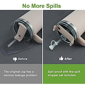 Silicone Spill Proof Stopper Set and Replacement Straws for Stanley H1.0 40oz 30oz Tumbler, Yoelike Reusable Clear Straws Leak Proof Straws Topper Accessories for Stanley Mug Cup
