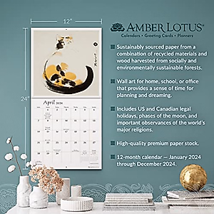 The Artful Cat 2024 Wall Calendar: Brush & Ink Watercolor Paintings by Endre Penovac | 12" x 24" Open | Amber Lotus Publishing