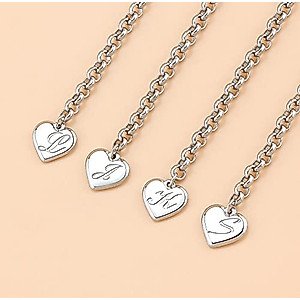 Bracelet Gift for Women Heart Initial Bracelets Stainless Steel Charm Bracelet Letter C Monogrammed Bracelets for Women