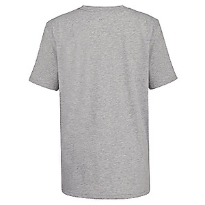 adidas Boys' Short Sleeve Blocked Graphic Logo T-Shirt, Medium Grey Heather, Small (8)