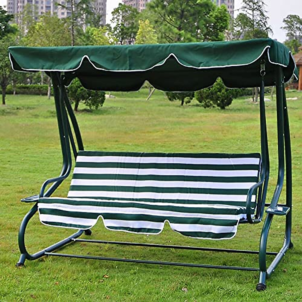 MSRRY Patio Swing Canopy Replacement Top Cover, Replacement Cover for Swing Canopy,Swing Hammock Garden Seater Sun Shade，Green(Size:Chair Cover 150 * 150 * 10cm)