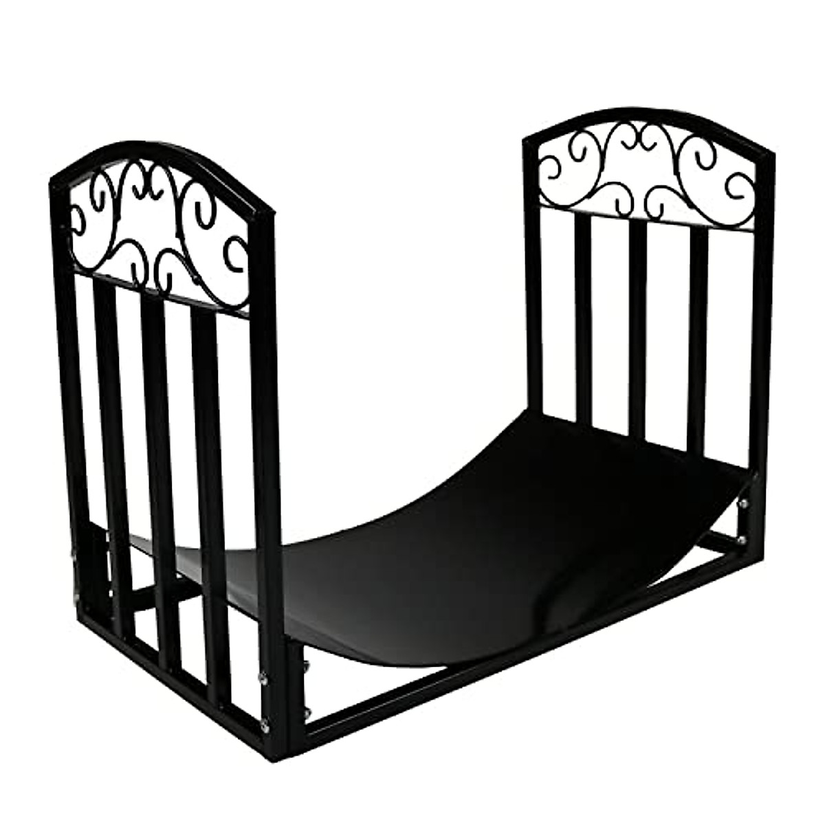 Sunnydaze 2-Foot Firewood Log Rack - Indoor/Outdoor Black Powder-Coated Steel Decorative Fireplace Wood Storage Holder