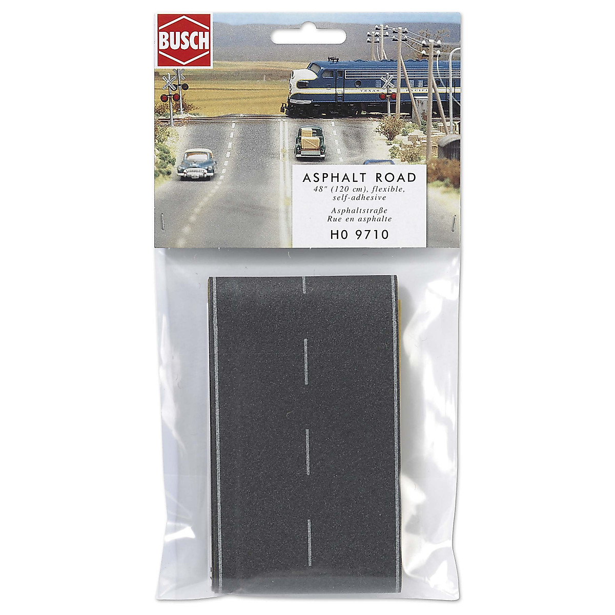 Busch 9710 Asphalt Road Wht Mrks 48" HO Scale Scenery Kit