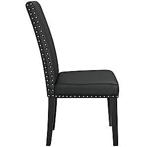 Modway Parcel Faux Leather Upholstered Parsons Dining Side Chair in Black