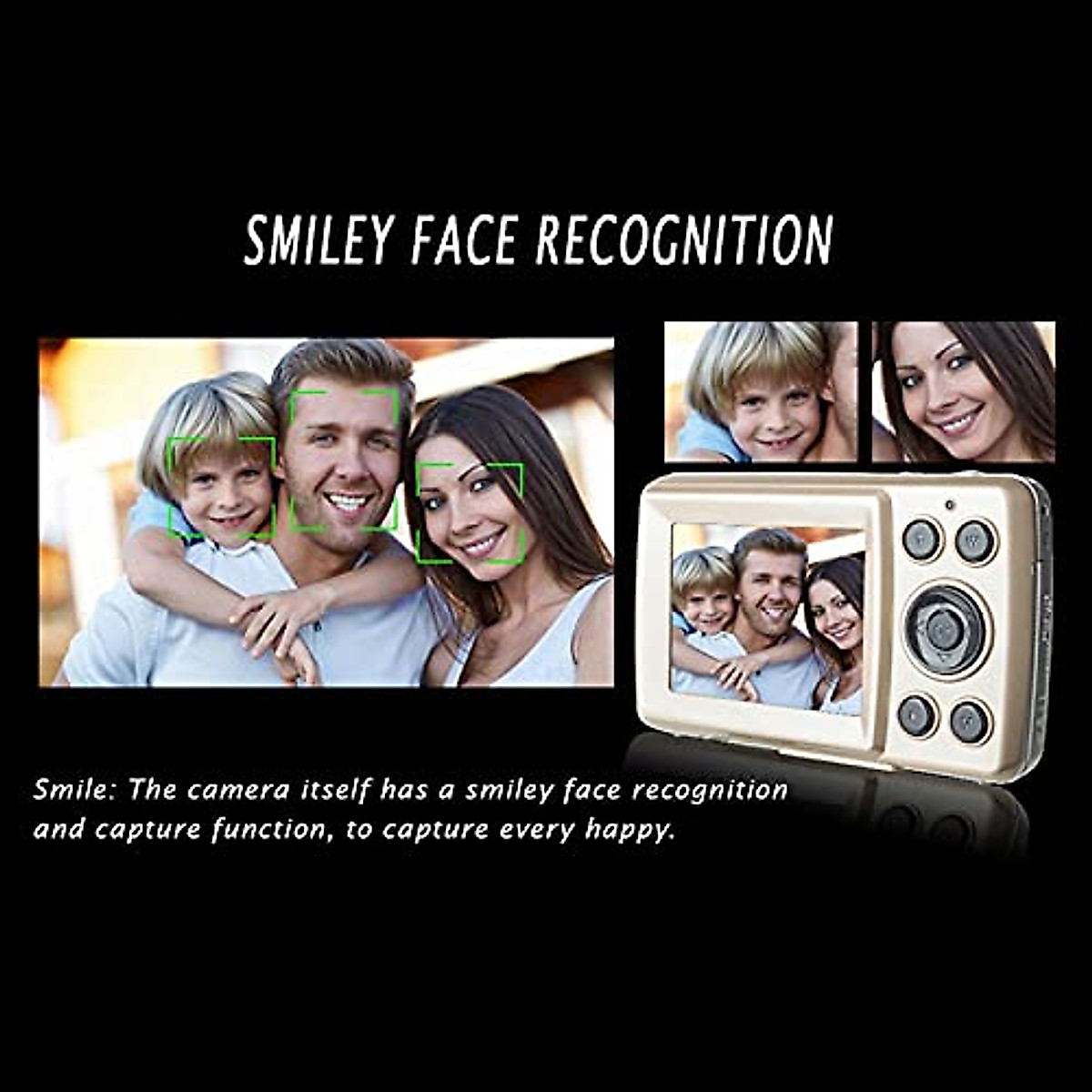 OPLLER Digital Camera,Portable Cameras 16 Million HD Pixel Compact Home Digital Camera for Kids Seniors Black