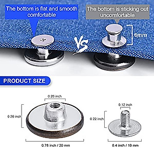 12 Sets Adjustable Buttons for Jeans, 20mm No Sew Instant Metal Buttons, Removable Jean Buttons Replacement Repair Kit with Threads Rivets and Screwdriver