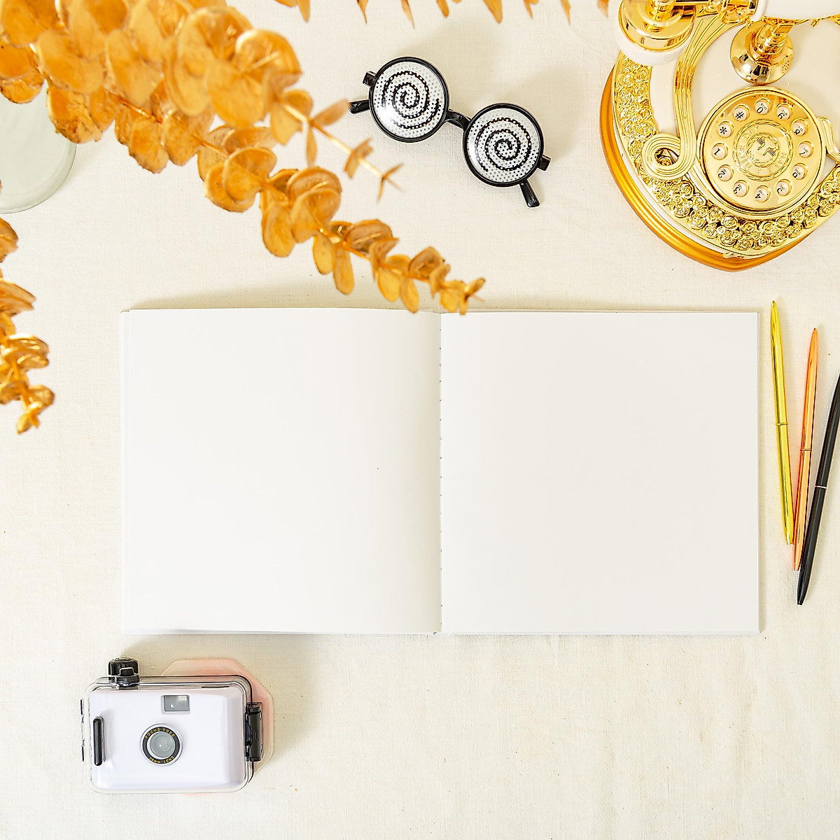 Calculs Almost Mrs Wedding Shower Guest Book Bachelorette Party Picture Book Polaroid 8.5” Square Bridal Blank Pages Guestbook White Cover Gold Gilding