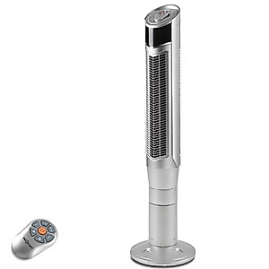 Kismile 47 inch Portable Oscillating Quiet Tower Fan with Remote Control,3 Modes and 8 Wind Speed Setting, Built in 24 H Timer LED Display Powerful Standing Fans (47 inch, Silver)