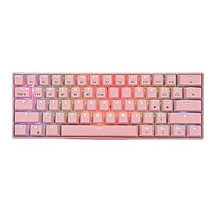 Kafuty-1 Mechanical Gaming Keyboard 60%, 61 Keys RGB Backlit Mini Ergonomic Wireless/Wired Bluetooth Keyboard, for PS4 PC Mac Gamer, Typist, Travel (Green axis)