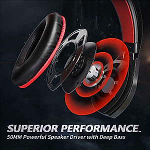 EZ.winpow PC Gaming Headset, Video Game Stereo Headphone with 7.1 Surround Sound with Noise Canceling Mic & Memory Foam Ear Pads for PC/PS5/PS4/Xbox One/Nintendo Switch Red